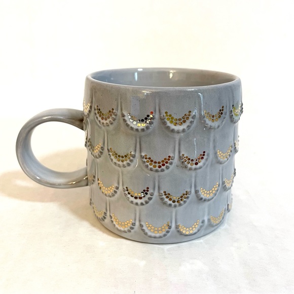 Starbucks | Dining | Starbucks 26 Grey Gold Metallic Mermaid Scales Mug ...